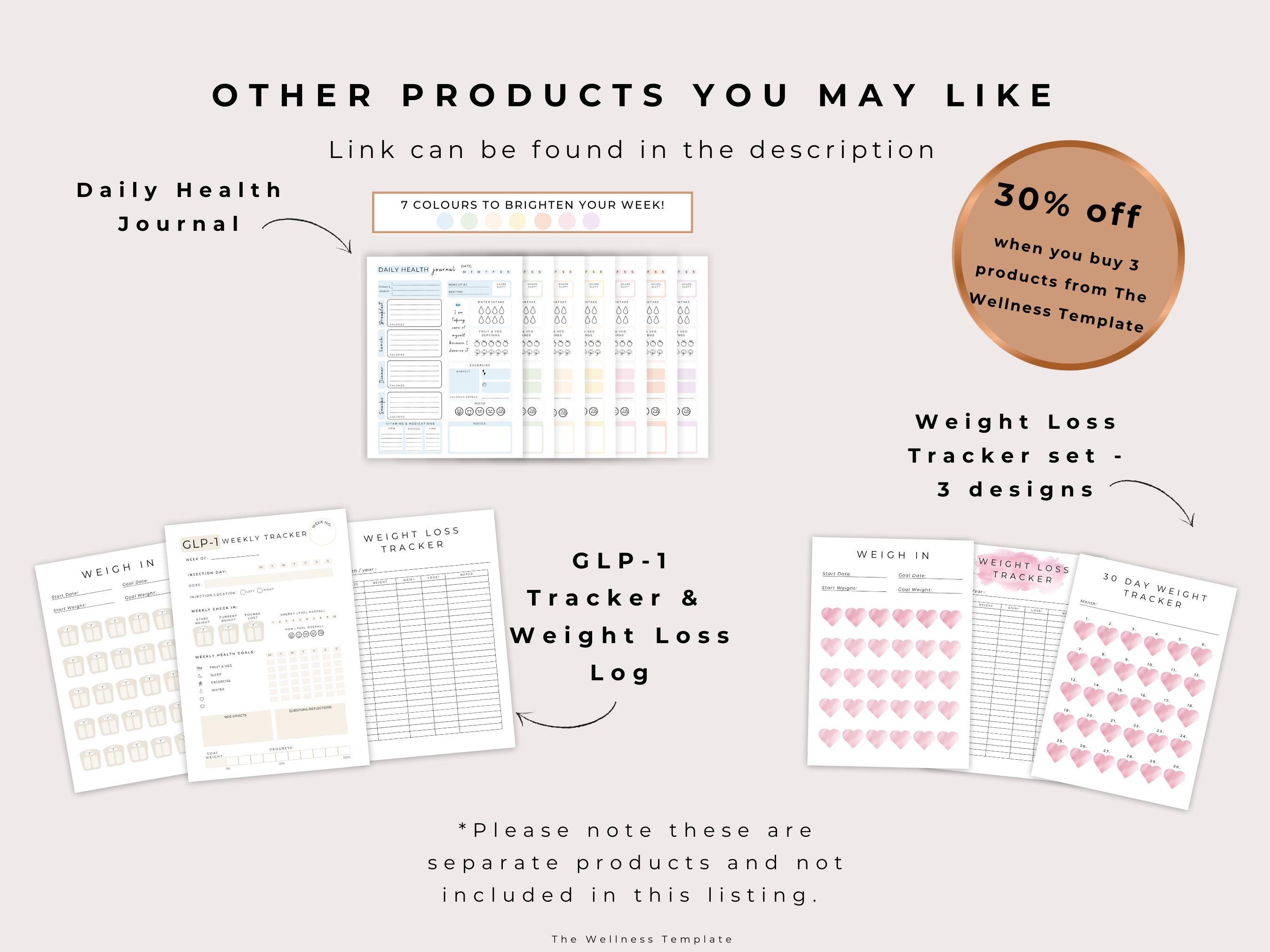 GLP1 Weight Loss Tracker Printable, Tirzepatide Weekly Journal, GLP1 ...