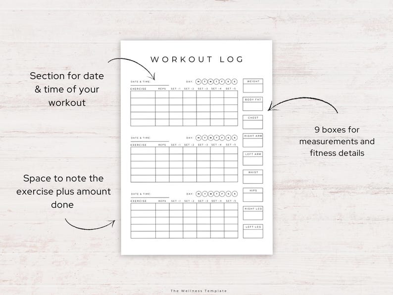 Workout Log PRINTABLE PDF, Fitness Tracker, Gym Log Sheet, Workout ...
