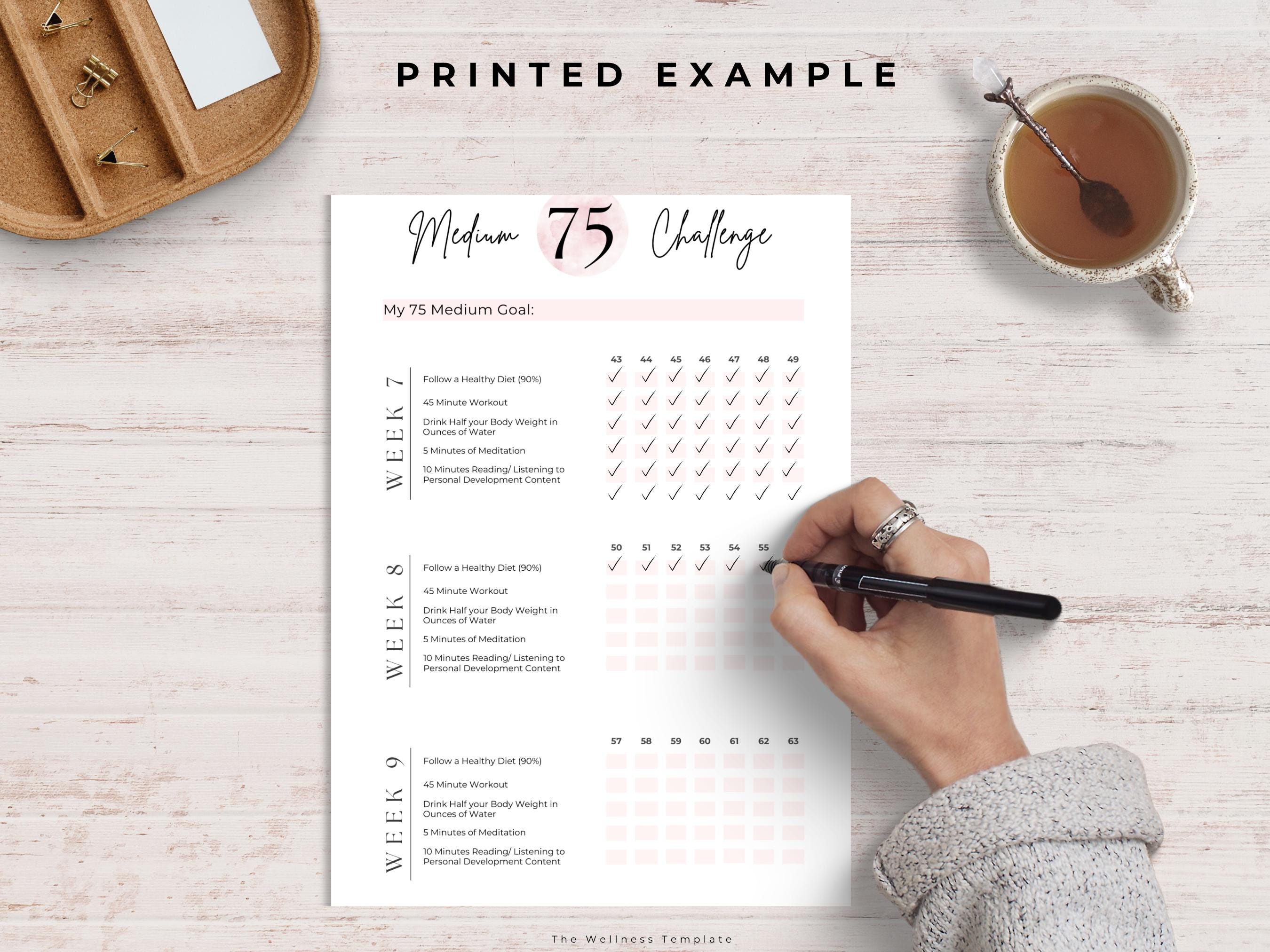 75 Medium Tracker Printable EDITABLE, 75 Medium, Daily 75 Medium ...