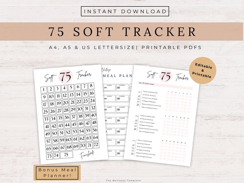 75 Soft Tracker Printable Editable, 75 Soft Tracker, Daily 75 Soft ...