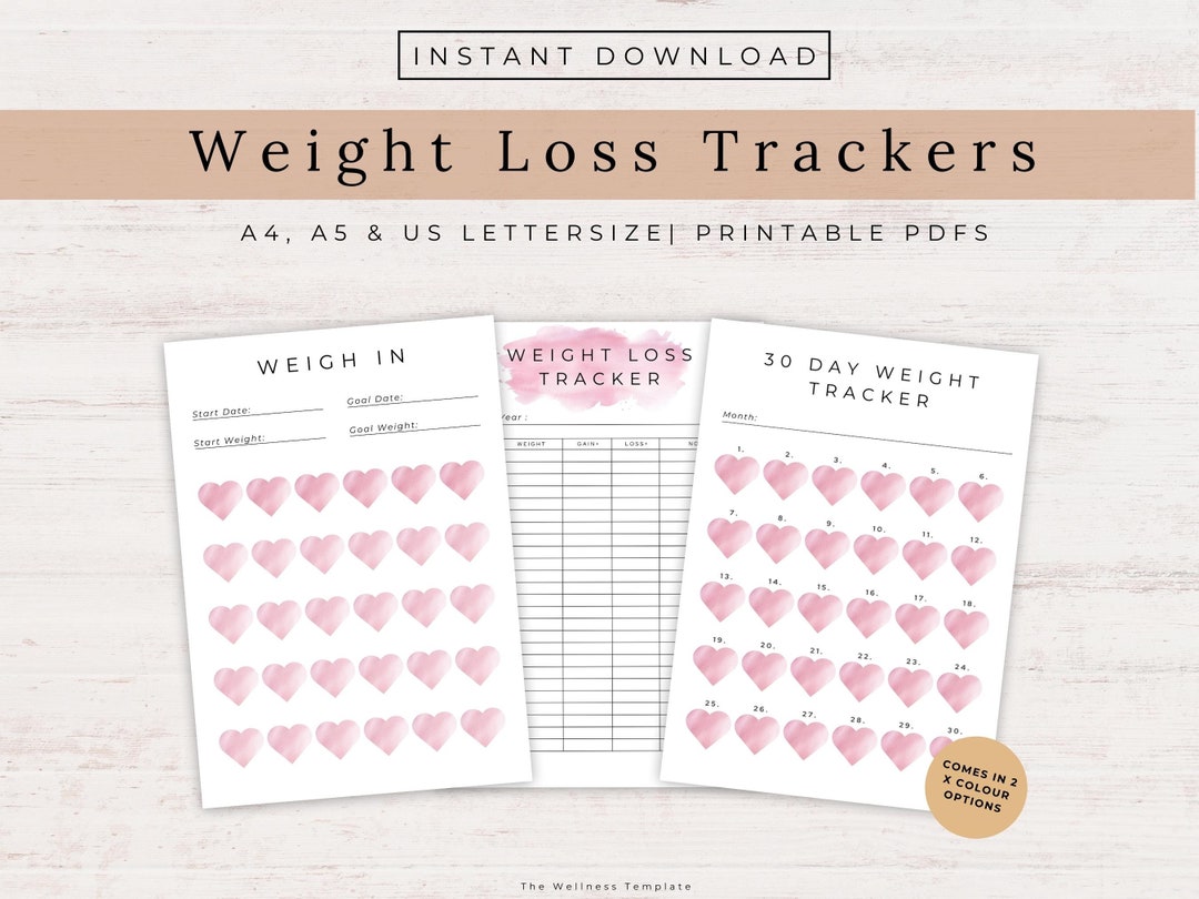Weight Loss Tracker, Fitness Planner Printable, Fitness Tracker Journal ...