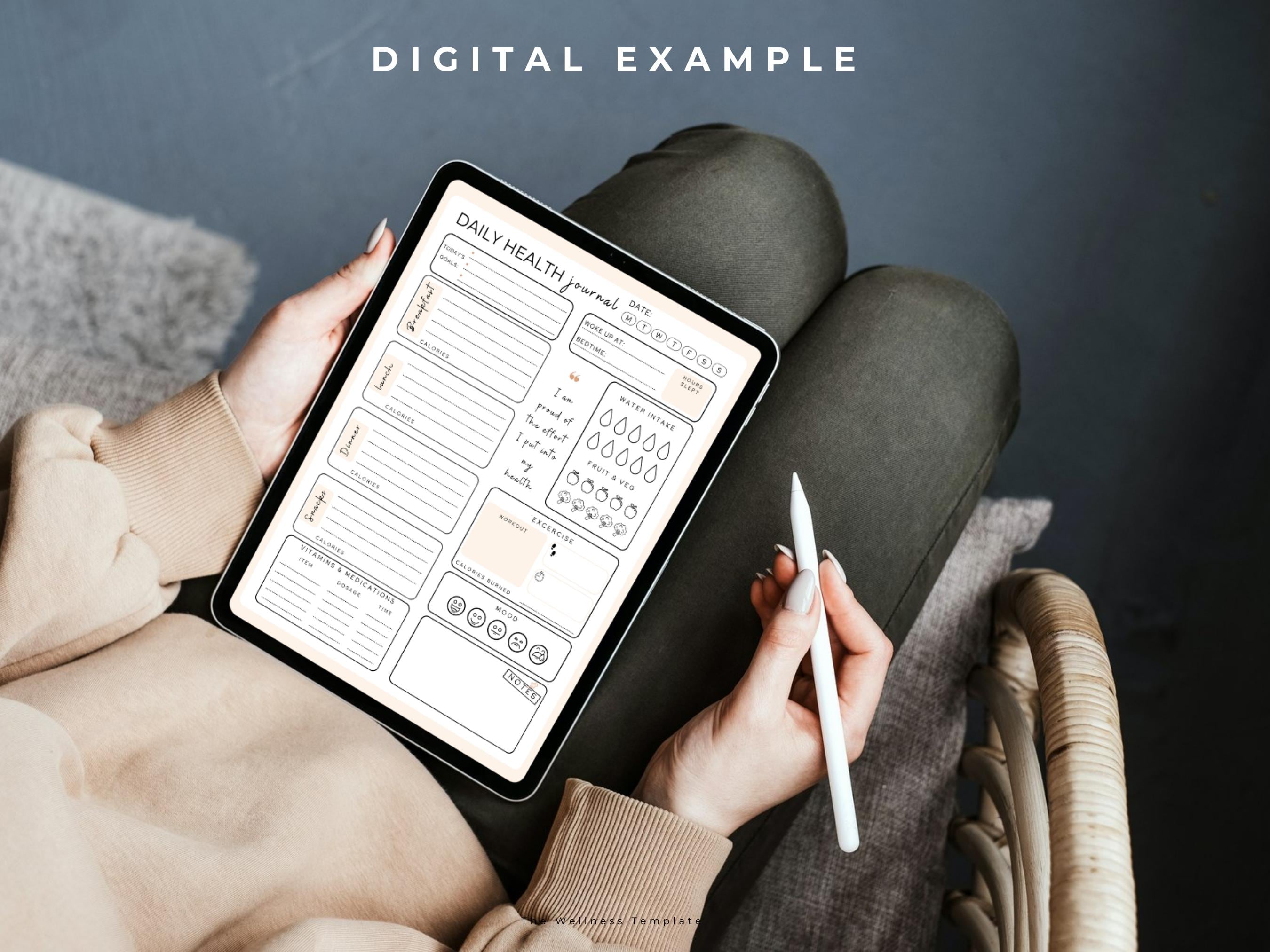 Daily Health Journal Printable, Daily Food Journal, Calorie Tracker ...