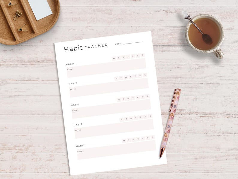 Minimalist Habit Tracker to Help Achieve Your Weekly Goals, 7 Day Habit ...
