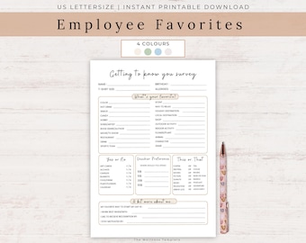 My Favorite Things List Survey Printable, All About Me Questionnaire ...