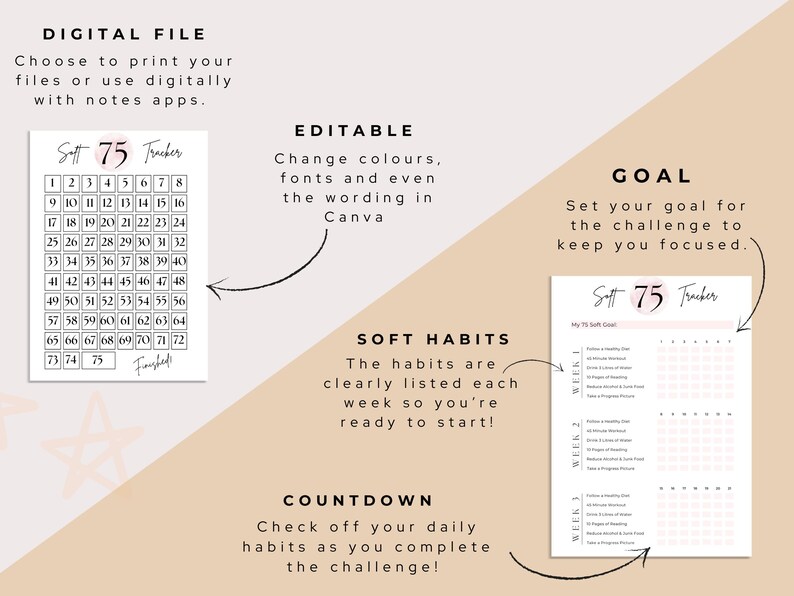 75 Soft Tracker Printable Editable, 75 Soft Tracker, Daily 75 Soft ...