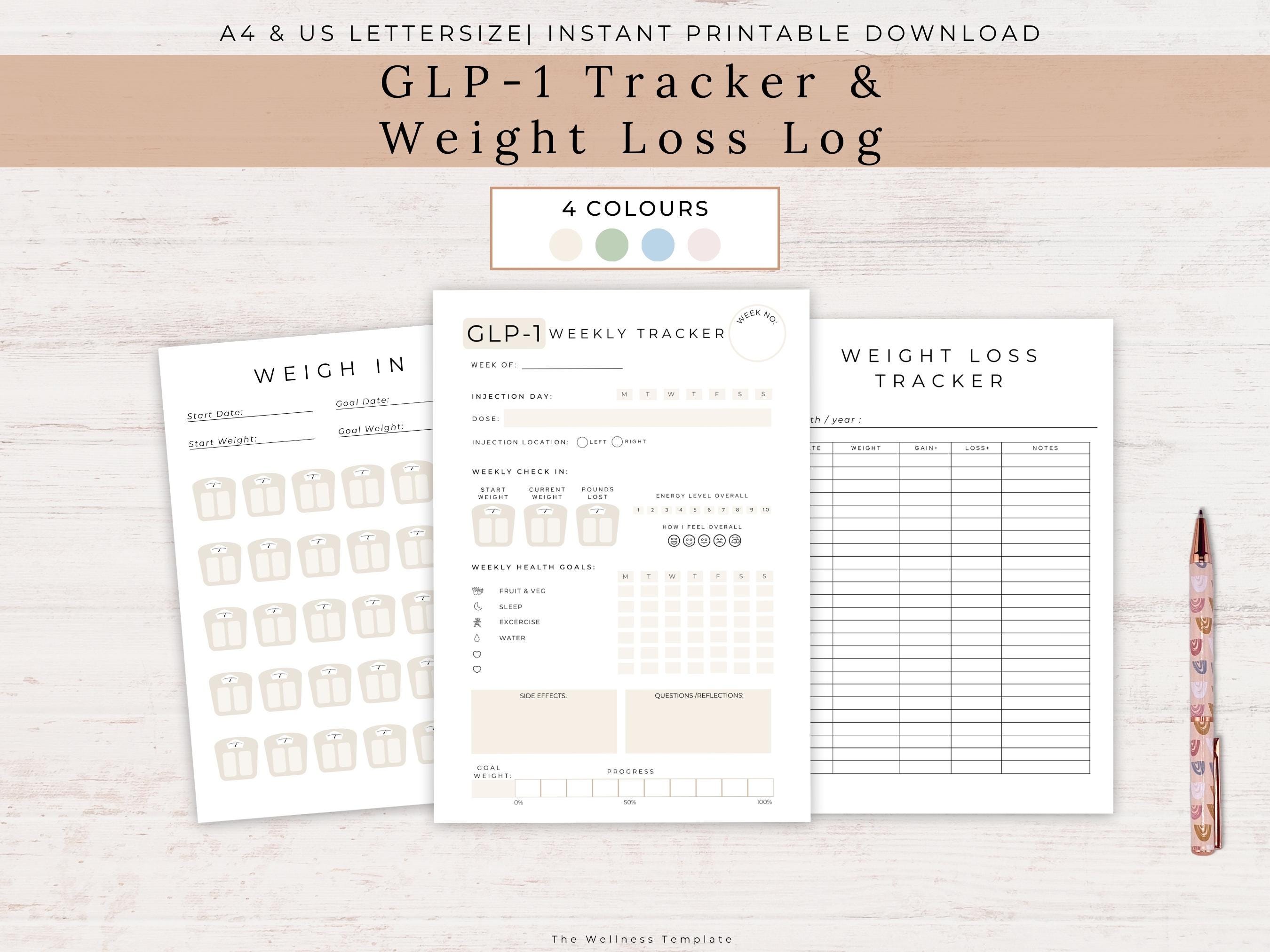 Weight Loss Injection Tracker Printable Set, Weight Loss Tracker, GLP1 ...
