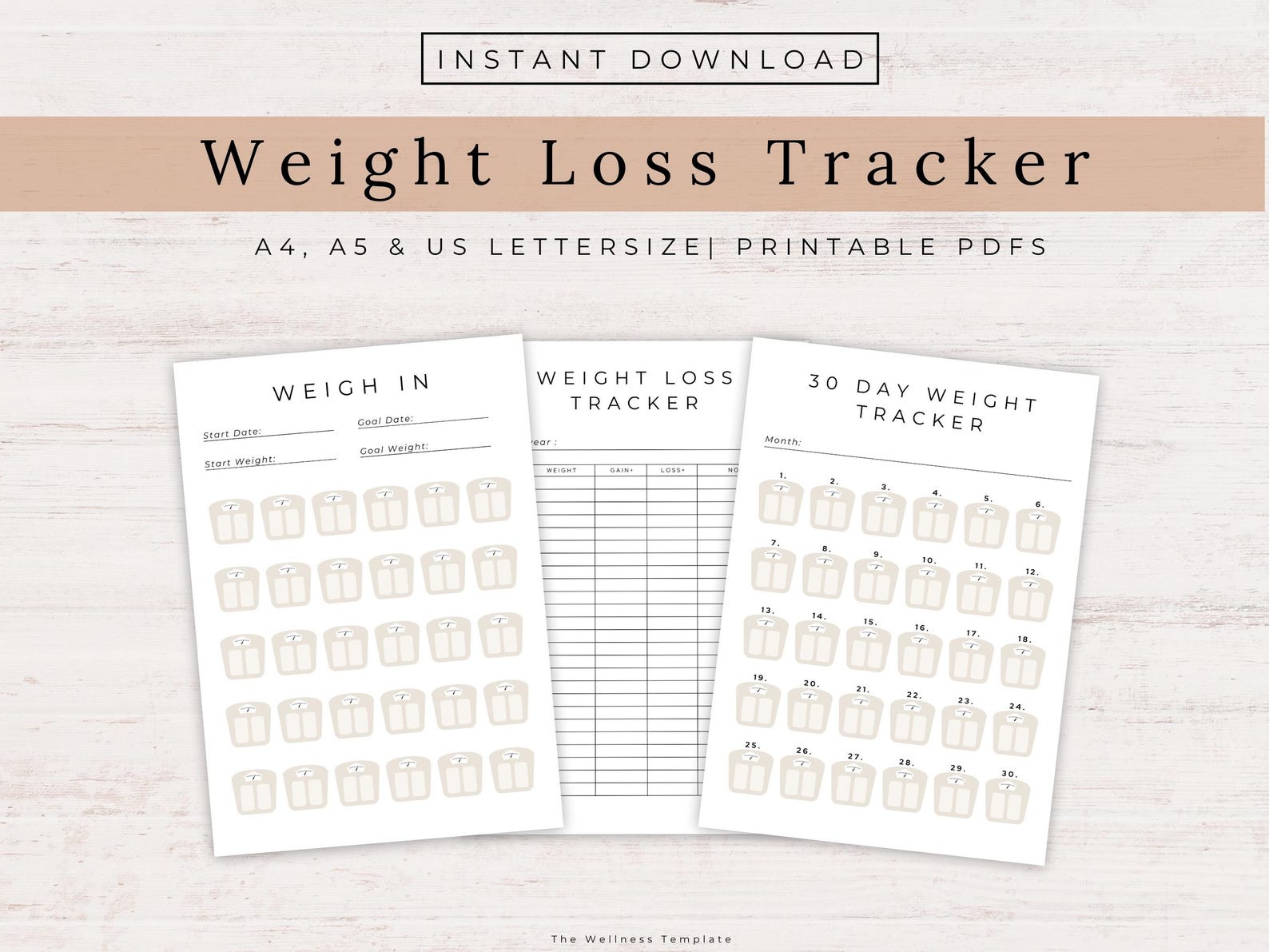 Weight Loss Tracker, Fitness Planner Printable, Fitness Tracker Journal ...