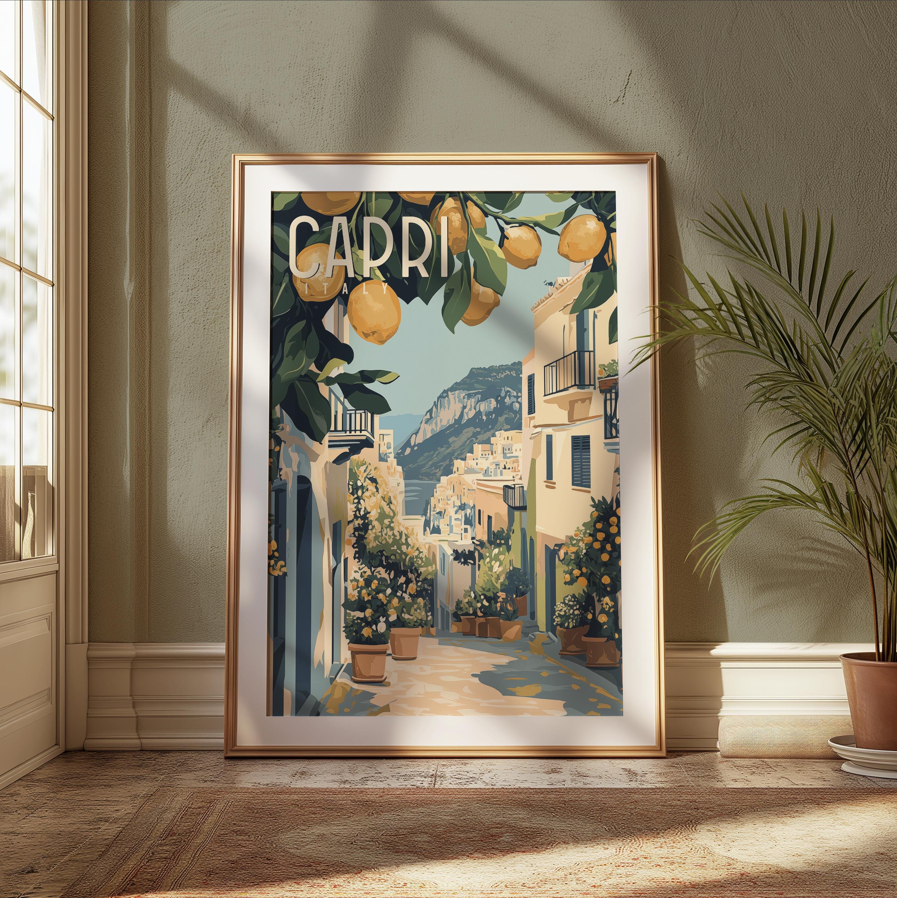 Vintage Capri Italy Poster Retro Mediterranean Travel Art Italy - Etsy