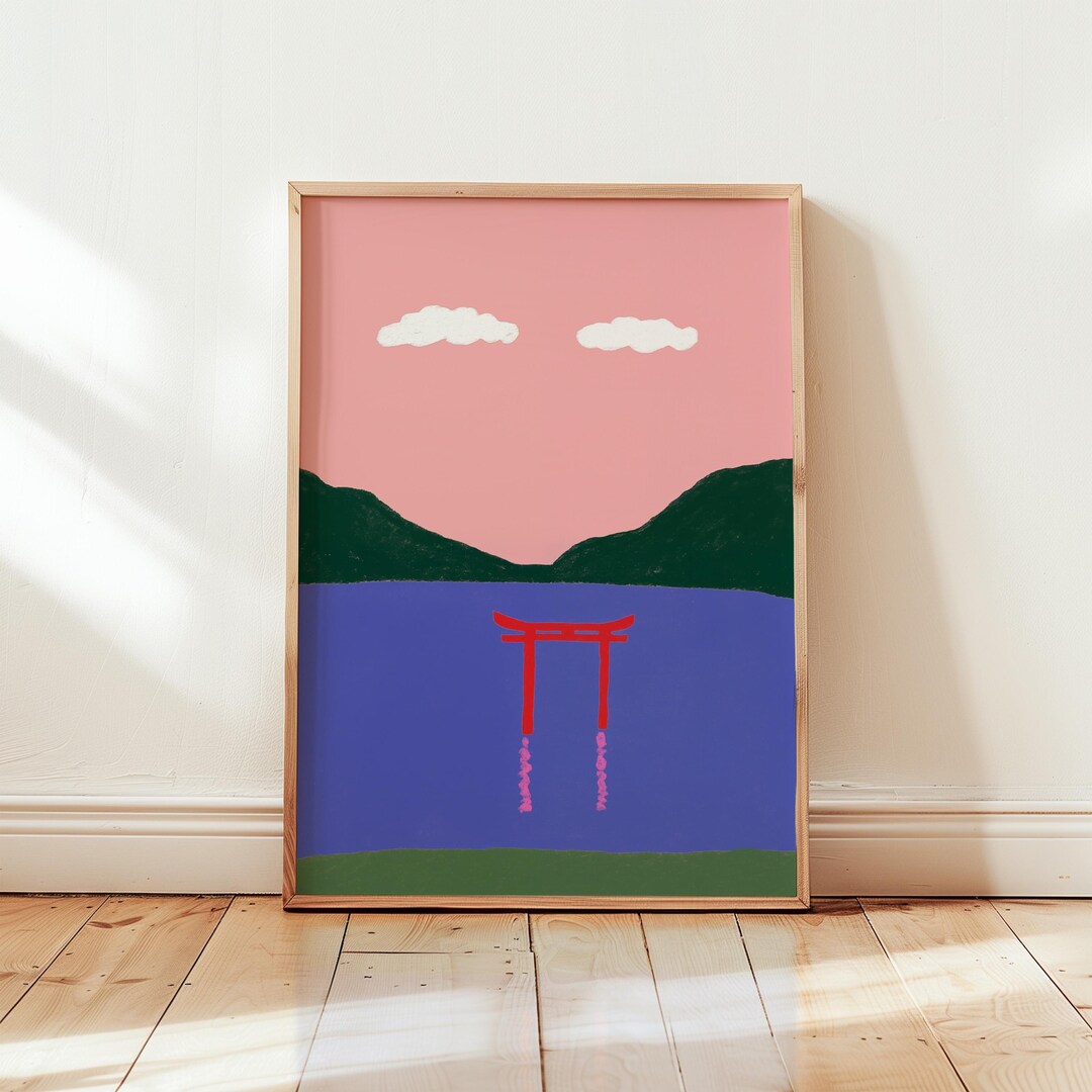 Itsukushima Shrine Torii Art Print, Minimalist Japanese Landscape ...