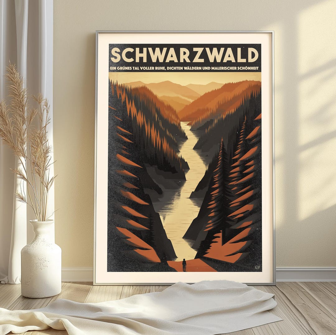 Vintage Schwarzwald Poster - Retro Black Forest Hiking Art - Etsy
