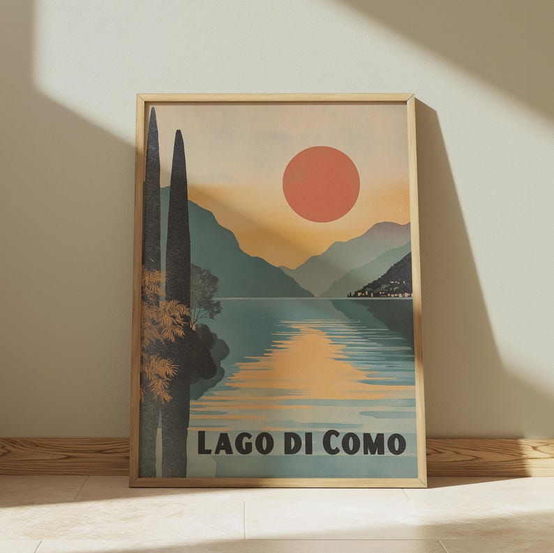 Vintage Lake Como Poster Lago Di Como Abstract Art - Etsy
