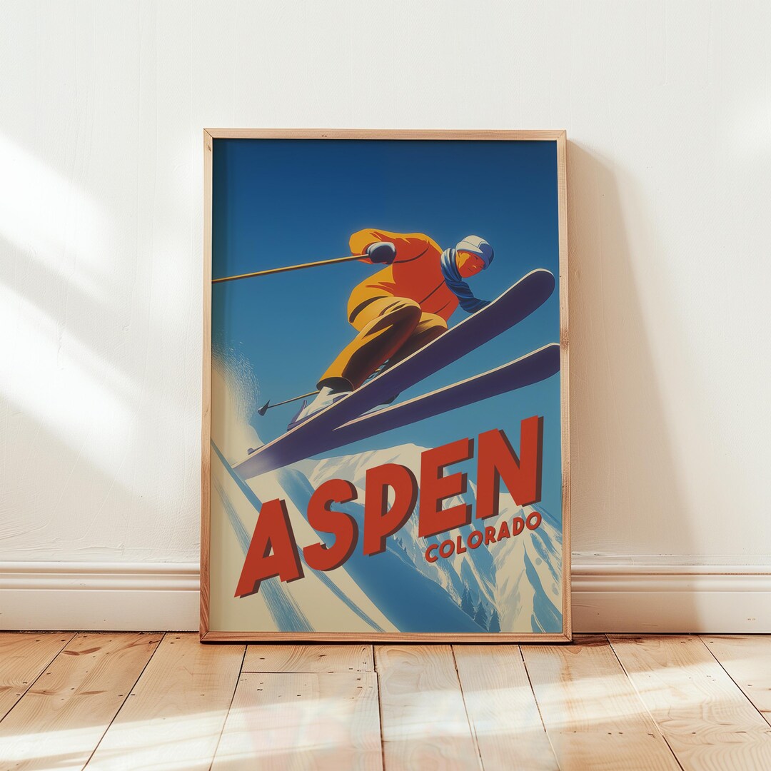 Aspen Ski Poster: Vintage Colorado Winter Sports Art Print - Etsy