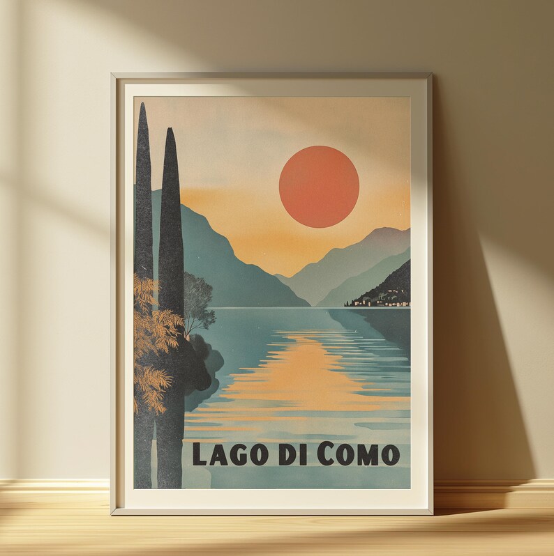 Vintage Lake Como Poster Lago Di Como Abstract Art - Etsy