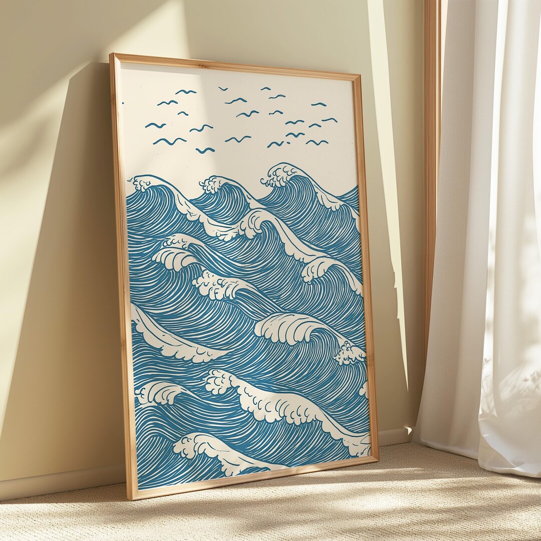 Great Waves Art Print, Japanese Wave Art Print, Hokusai-inspired Wall ...