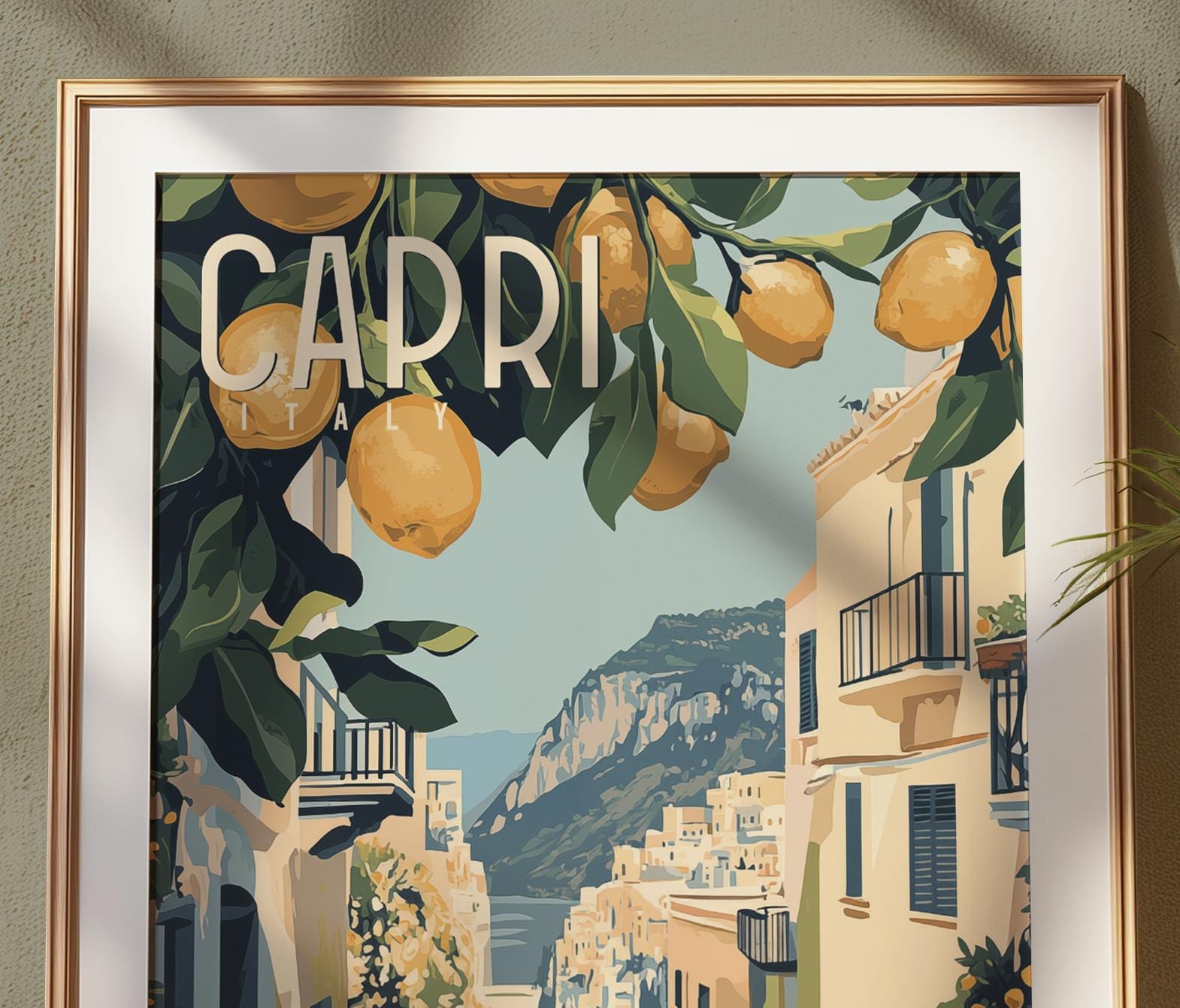 Vintage Capri Italy Poster Retro Mediterranean Travel Art Italy - Etsy