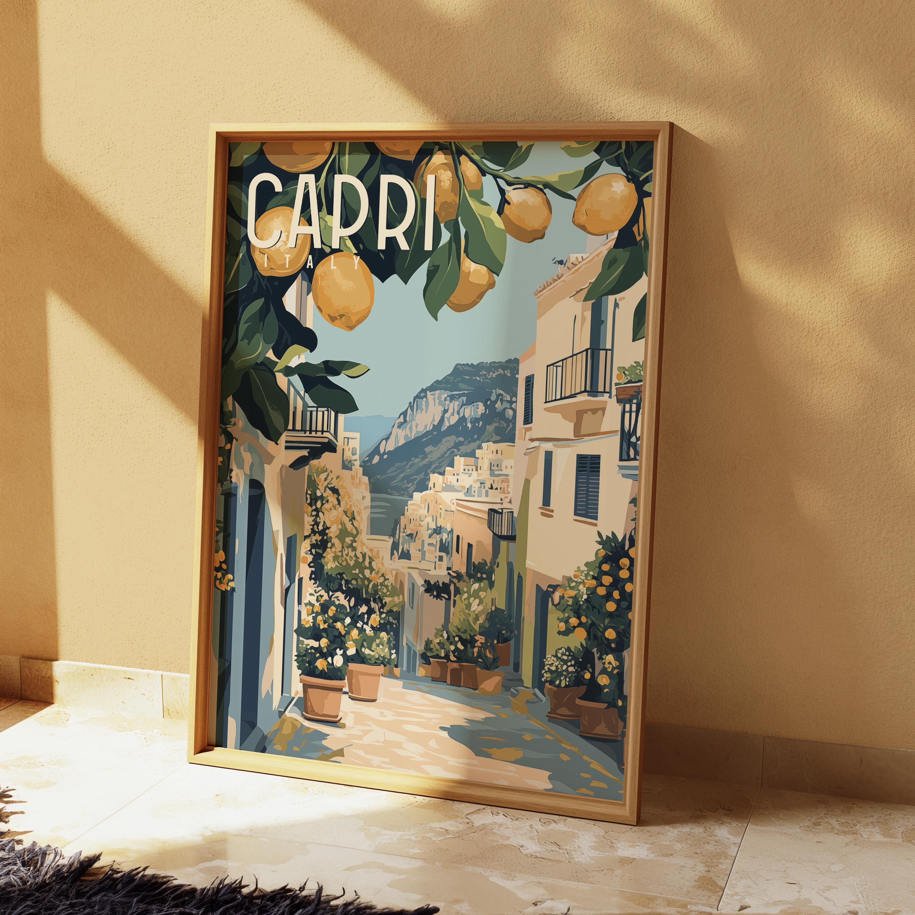 Vintage Capri Italy Poster Retro Mediterranean Travel Art Italy - Etsy