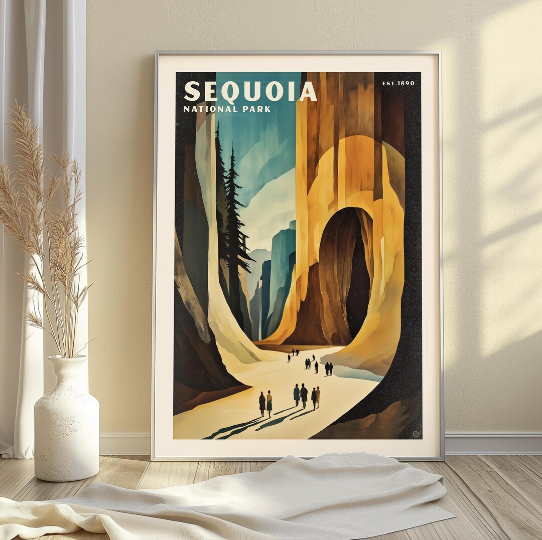 Sequoia National Park Vintage Poster - Abstract Giant Sequoias Art ...