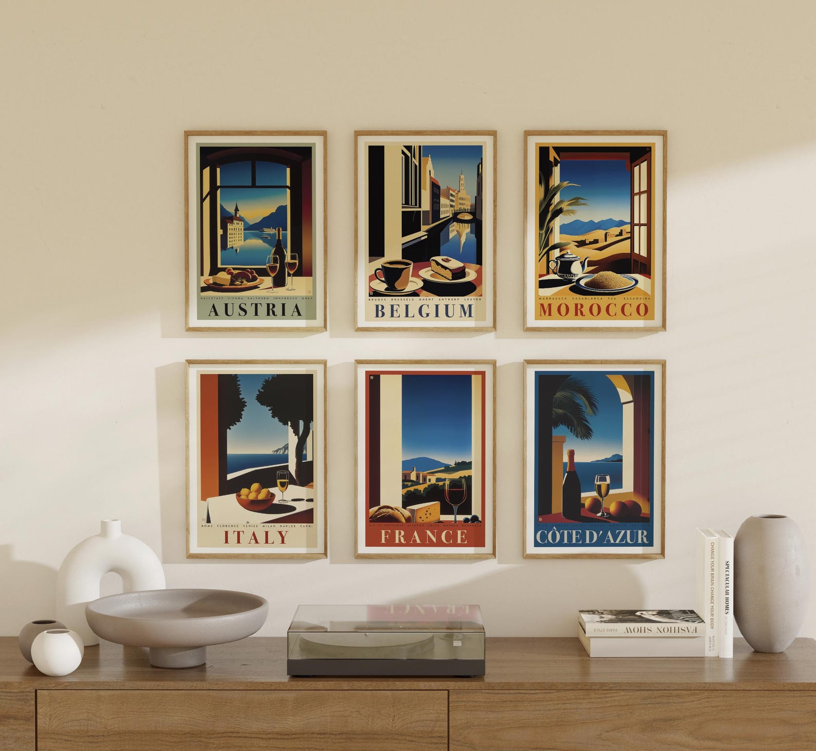 Greece Travel Poster With Oranges and Pottery | Santorini, Athens ...