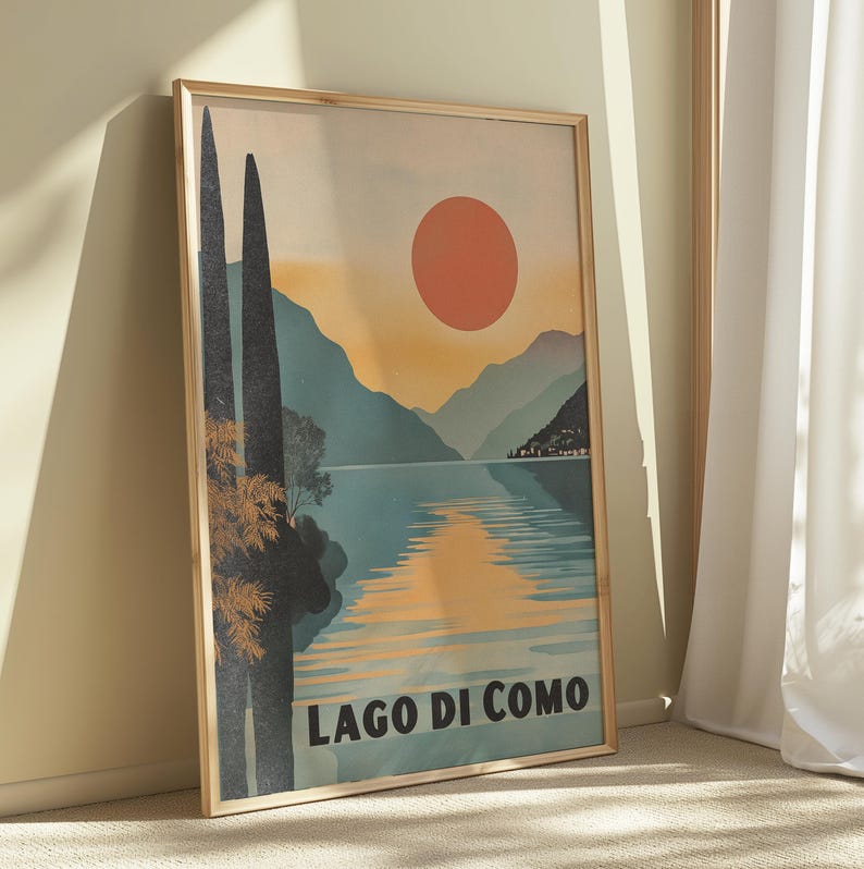 Vintage Lake Como Poster Lago Di Como Abstract Art - Etsy