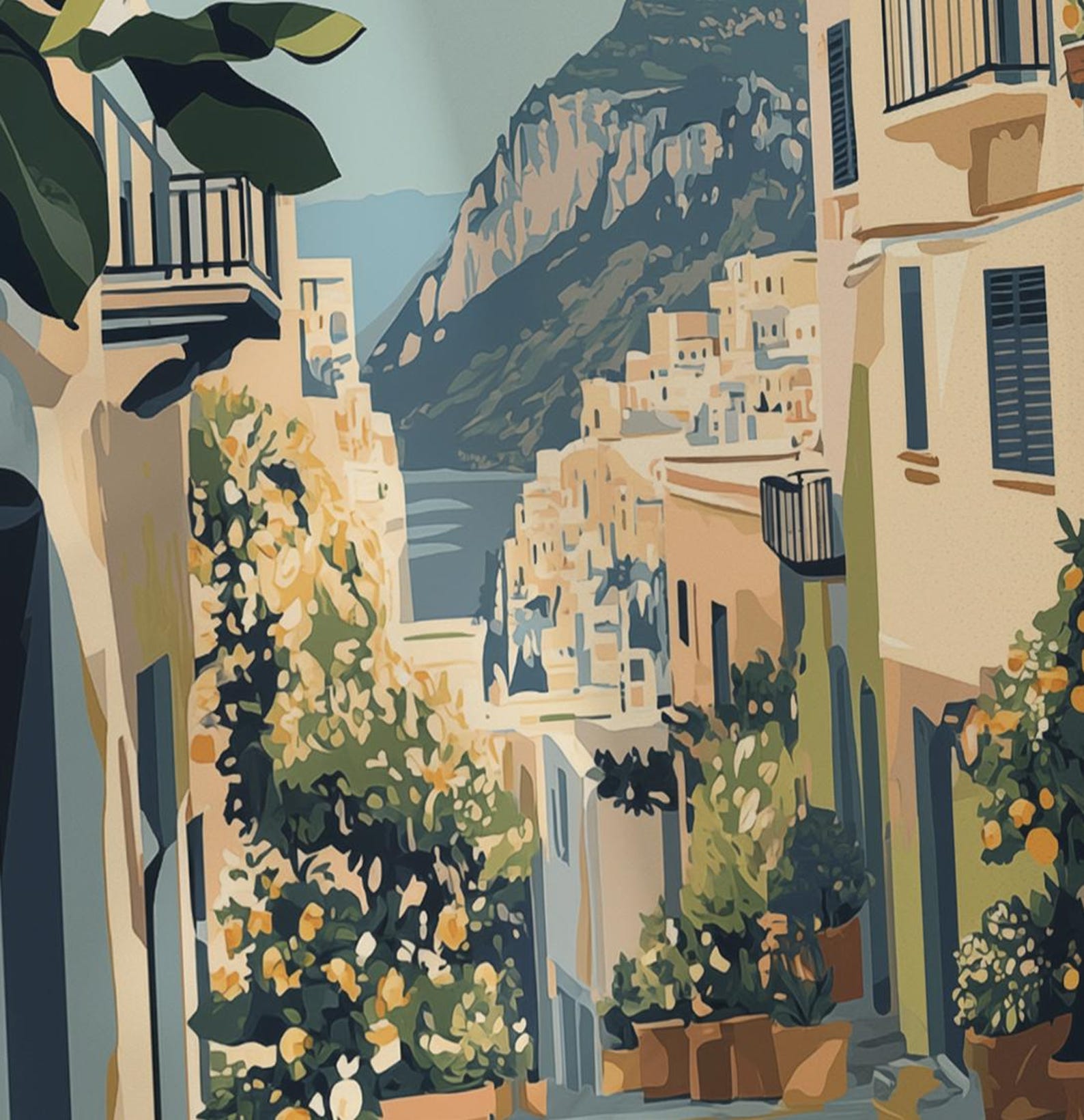 Vintage Capri Italy Poster Retro Mediterranean Travel Art Italy - Etsy
