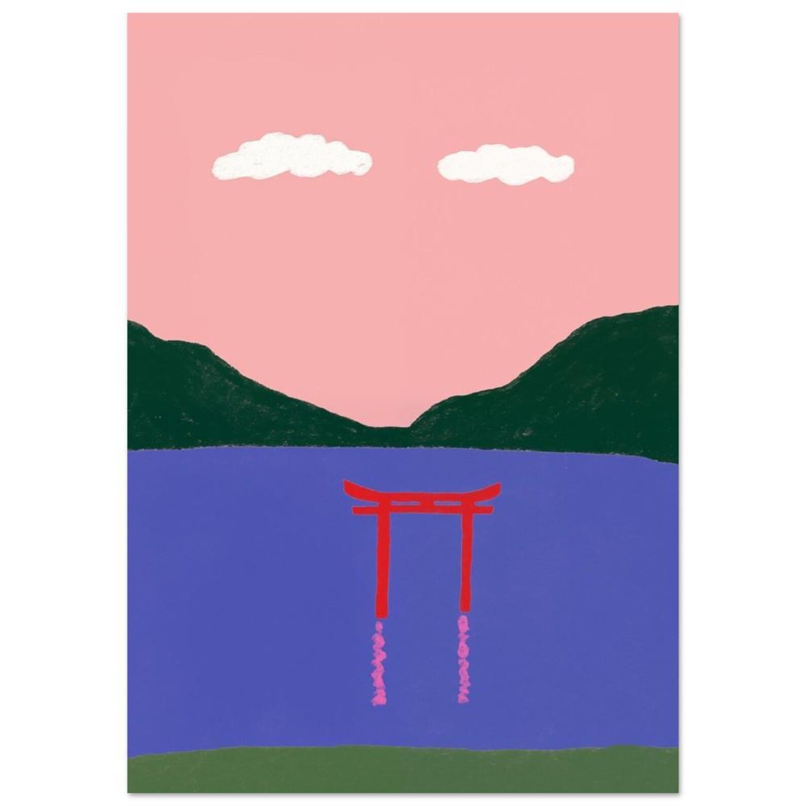 Itsukushima Shrine Torii Art Print, Minimalist Japanese Landscape ...
