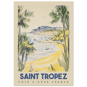 Saint Tropez Cote D'azur Art Print, Vintage French Riviera Poster, ST Tropez Home Decor, Saint ...