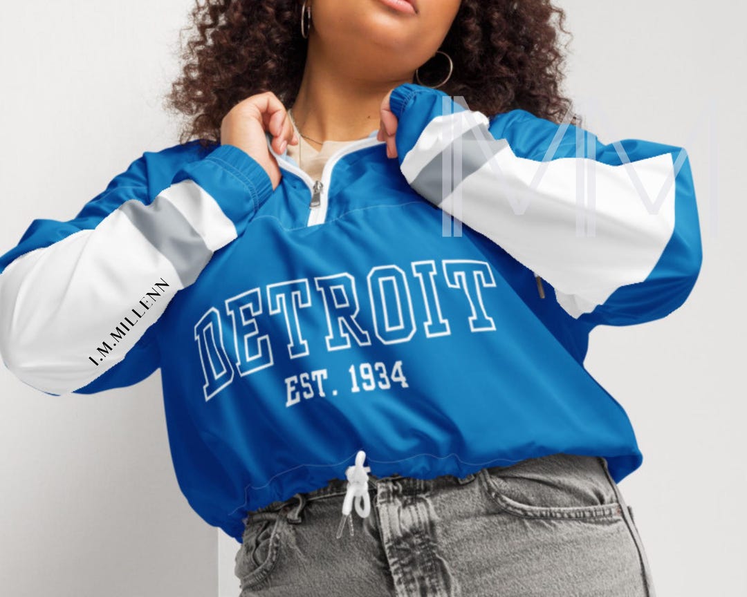 SUPER Lightweight Detroit Women’s Cropped Windbreaker, Football Jacket ...
