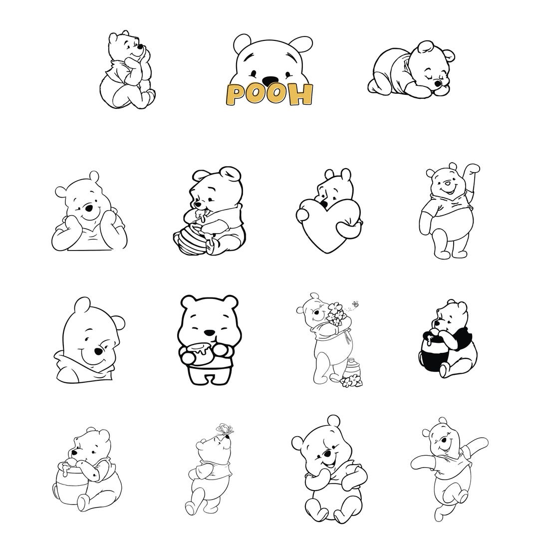 Winnie the Pooh Svg, Winnie the Pooh Clipart, Outline, Cutting Files ...