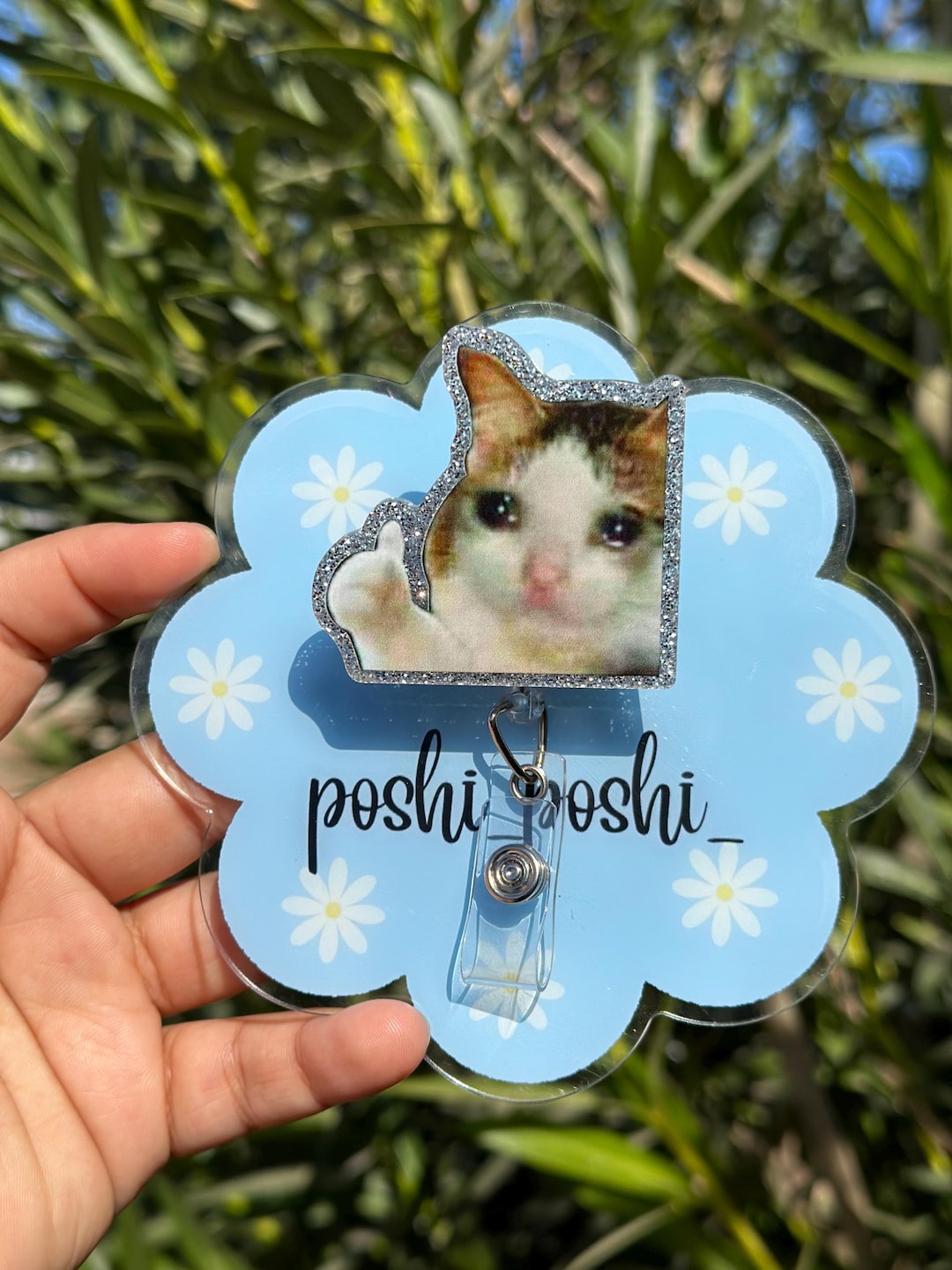 Sad Cat Meme Retractable Badge Reel, Meme ID Clip, Nurse ID Holder ...