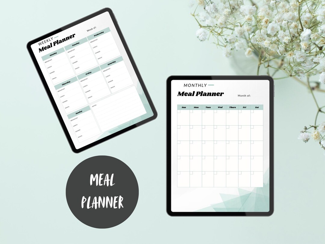 Daily Weekly Monthly Meal Planner Journal, Excel Planner Template ...
