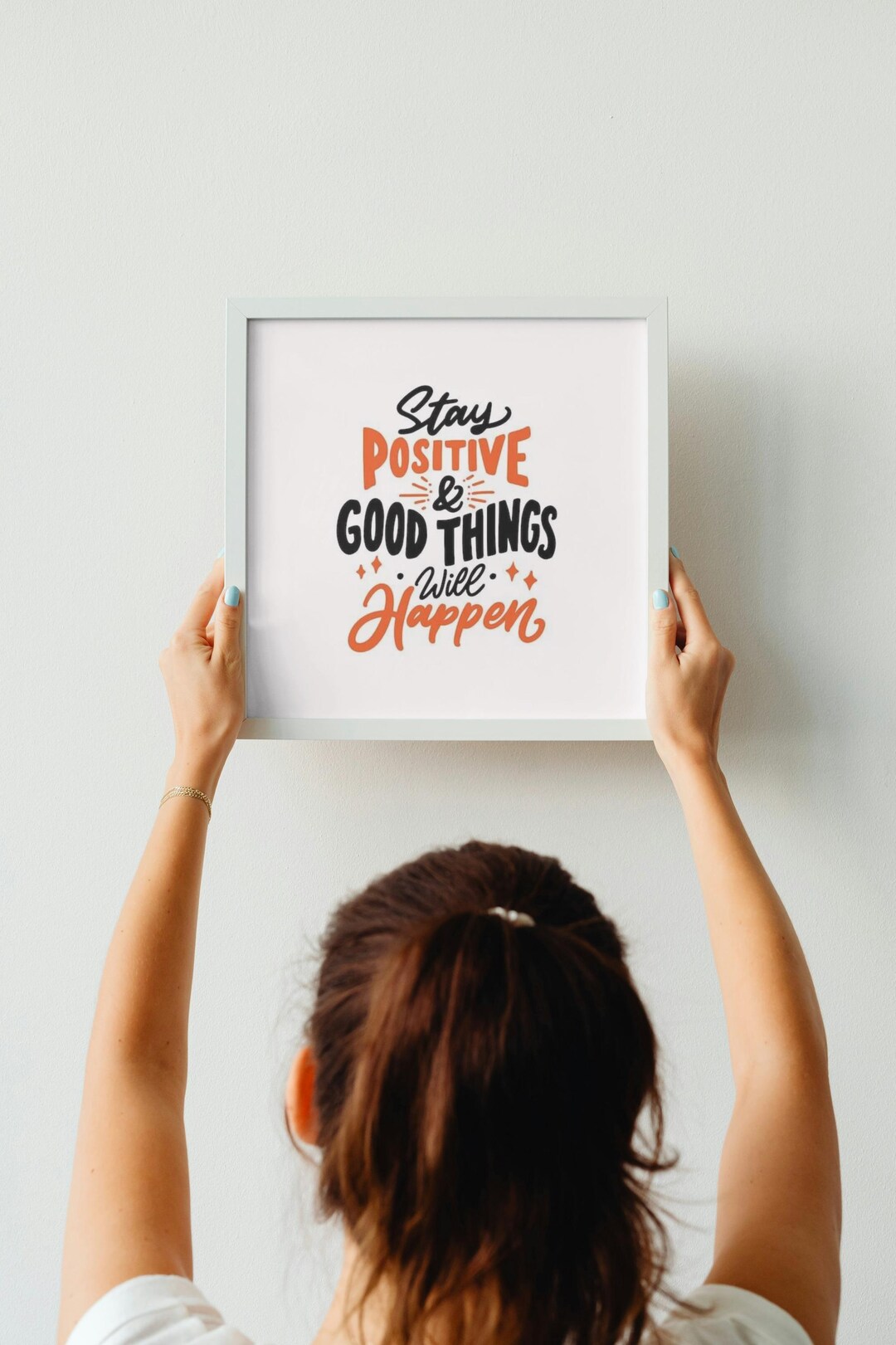 Stay Positive Good Things Will Happen Retro Quote Wall Print, Quote ...