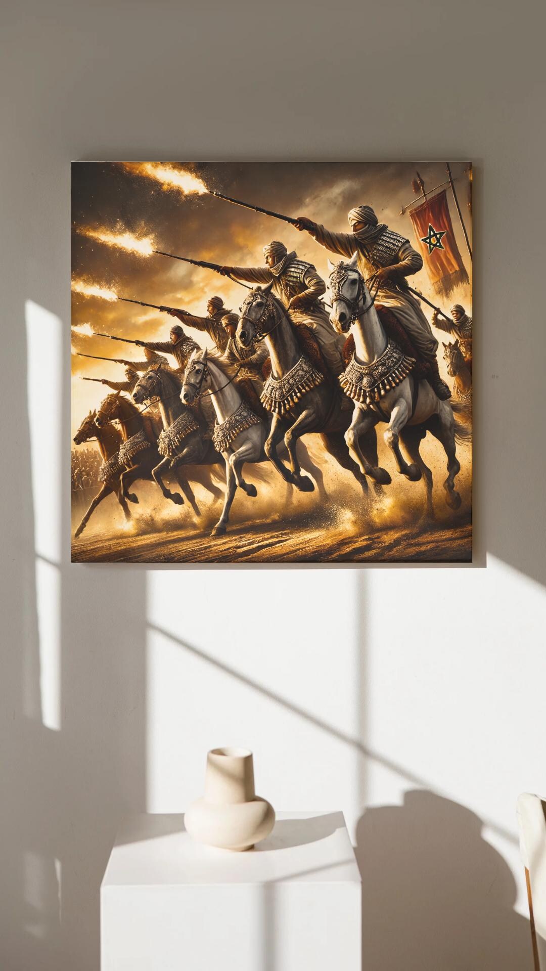 Tableau Tbourida Maroc ,art Fantasia Amazigh, Décor Cavalier Marocain ...