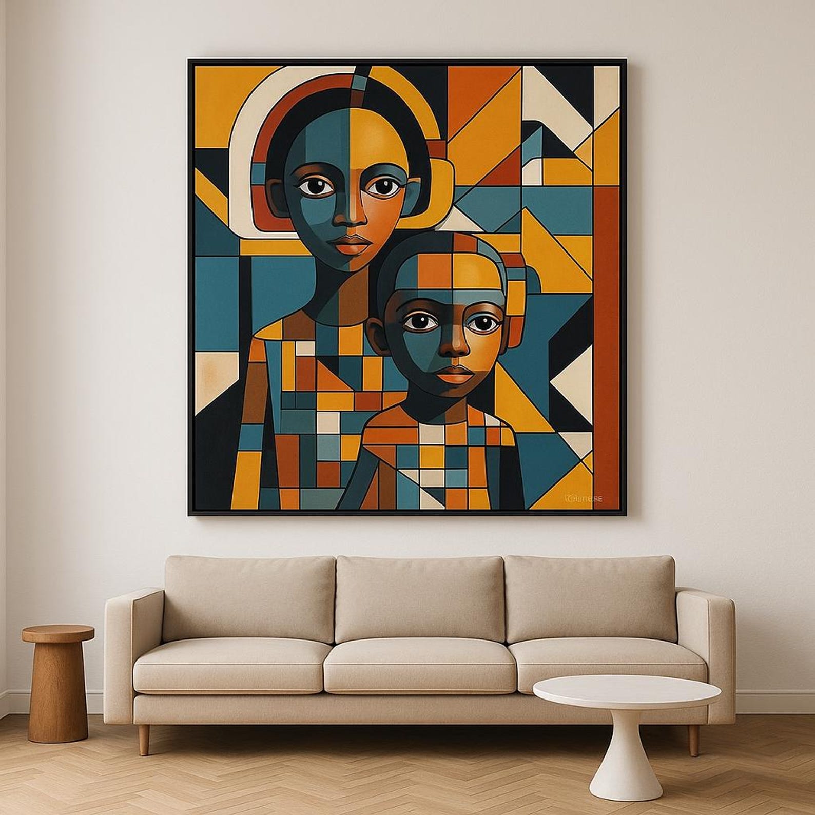 Afro Cubist Wall Art Digital Download – Mother and Child Abstract Art ...