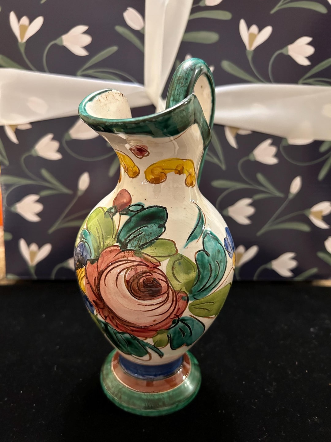 Rare Vintage Sardelli Italian Hand Painted Flower Pitcher Made in Italy ...