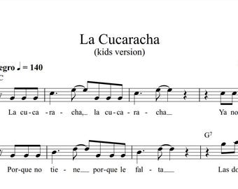La Cucaracha Arrangement for Flute Melody in C Major PDF Format - Etsy
