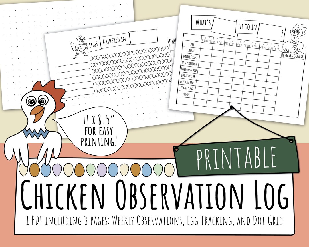 Chicken Observation Log - Kids and Parents Backyard Chicken Coop ...