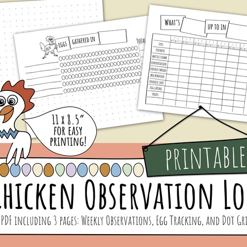 Chicken Observation Log Kids and Parents Backyard Chicken - Etsy