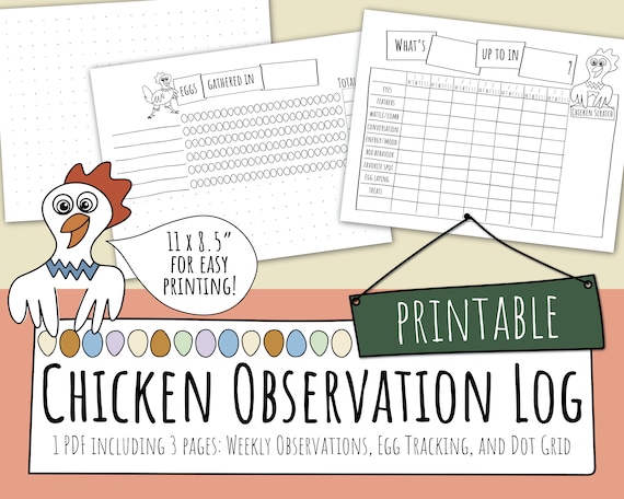 Chicken Observation Log Kids and Parents Backyard Chicken | Etsy