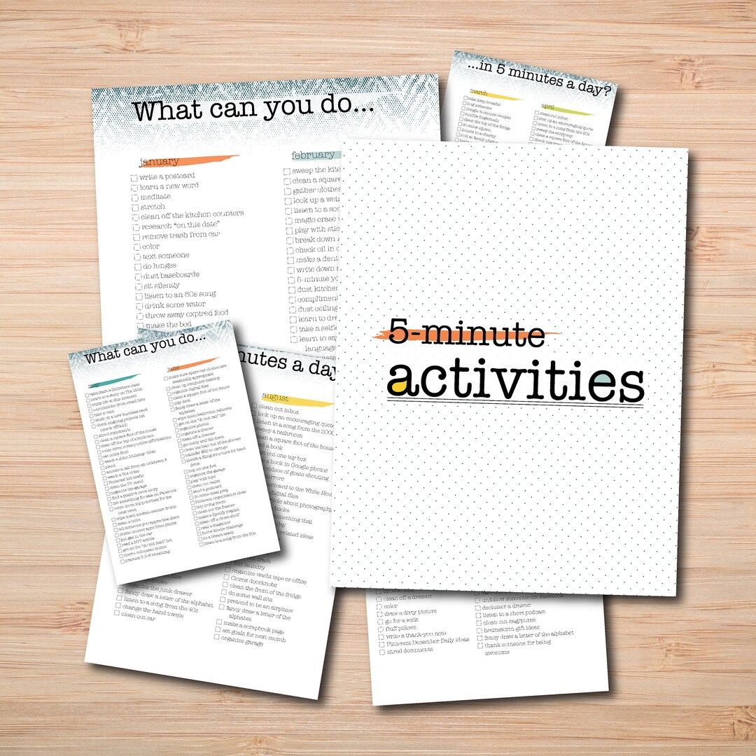5-minute Activities / 5 Minutes a Day / Daily Activities / Planner ...