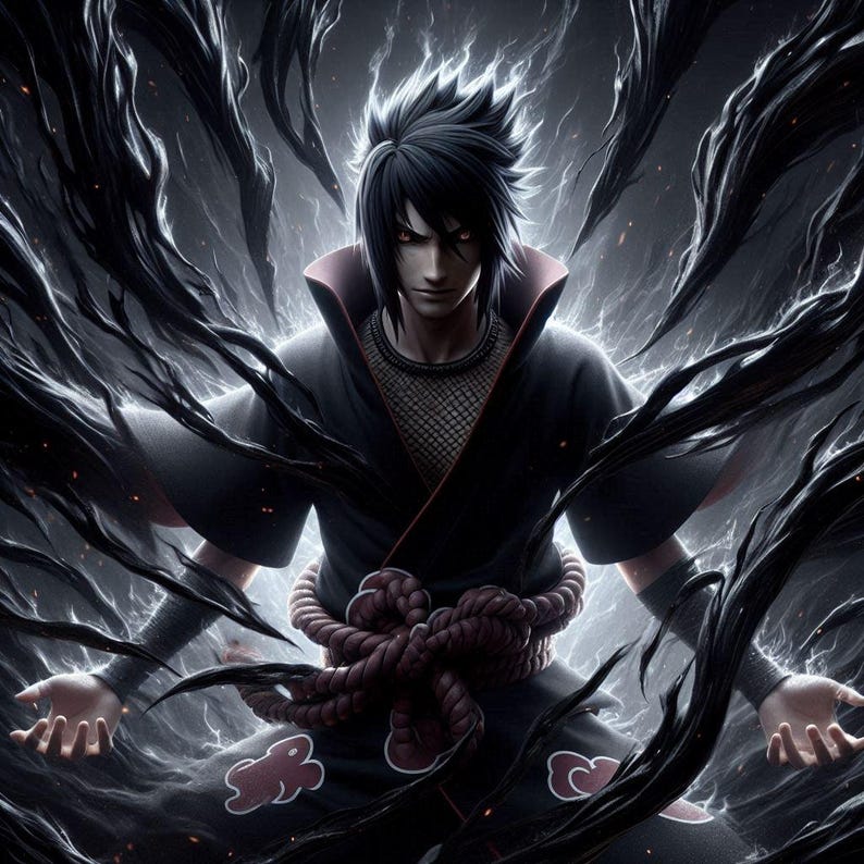Sasuke Uchihas Amaterasu Flames: Sasuke Unleashing Amaterasu With a Dark, Intense Background of ...
