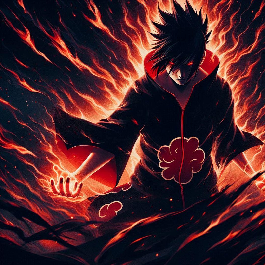 Sasuke Uchihas Amaterasu Flames: Sasuke Unleashing Amaterasu With a Dark, Intense Background of ...
