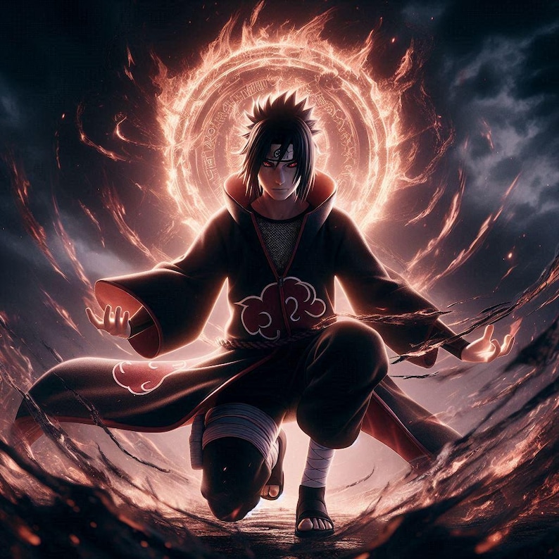 Sasuke Uchihas Amaterasu Flames: Sasuke Unleashing Amaterasu With a Dark, Intense Background of ...