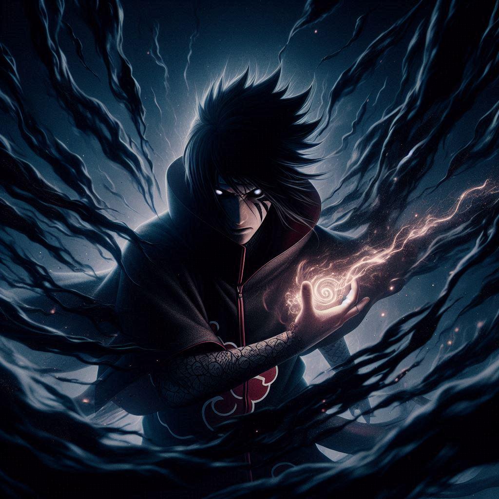 Sasuke Uchihas Amaterasu Flames: Sasuke Unleashing Amaterasu With a Dark, Intense Background of ...
