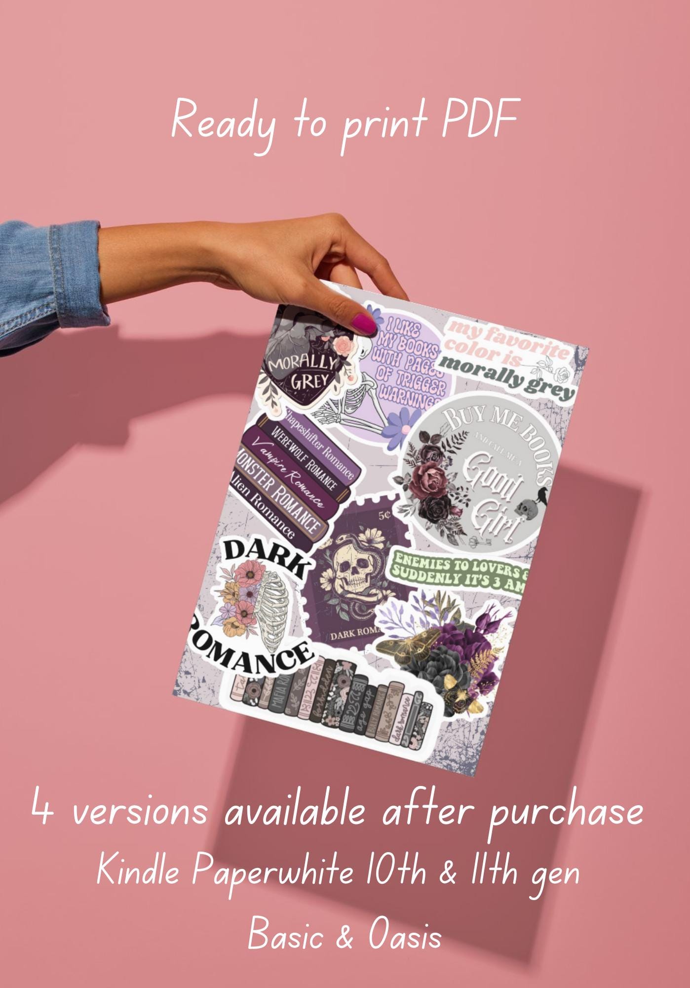 Dark Romance Kindle Inserts [3] | Printable Pdfs | Fits Kindle ...