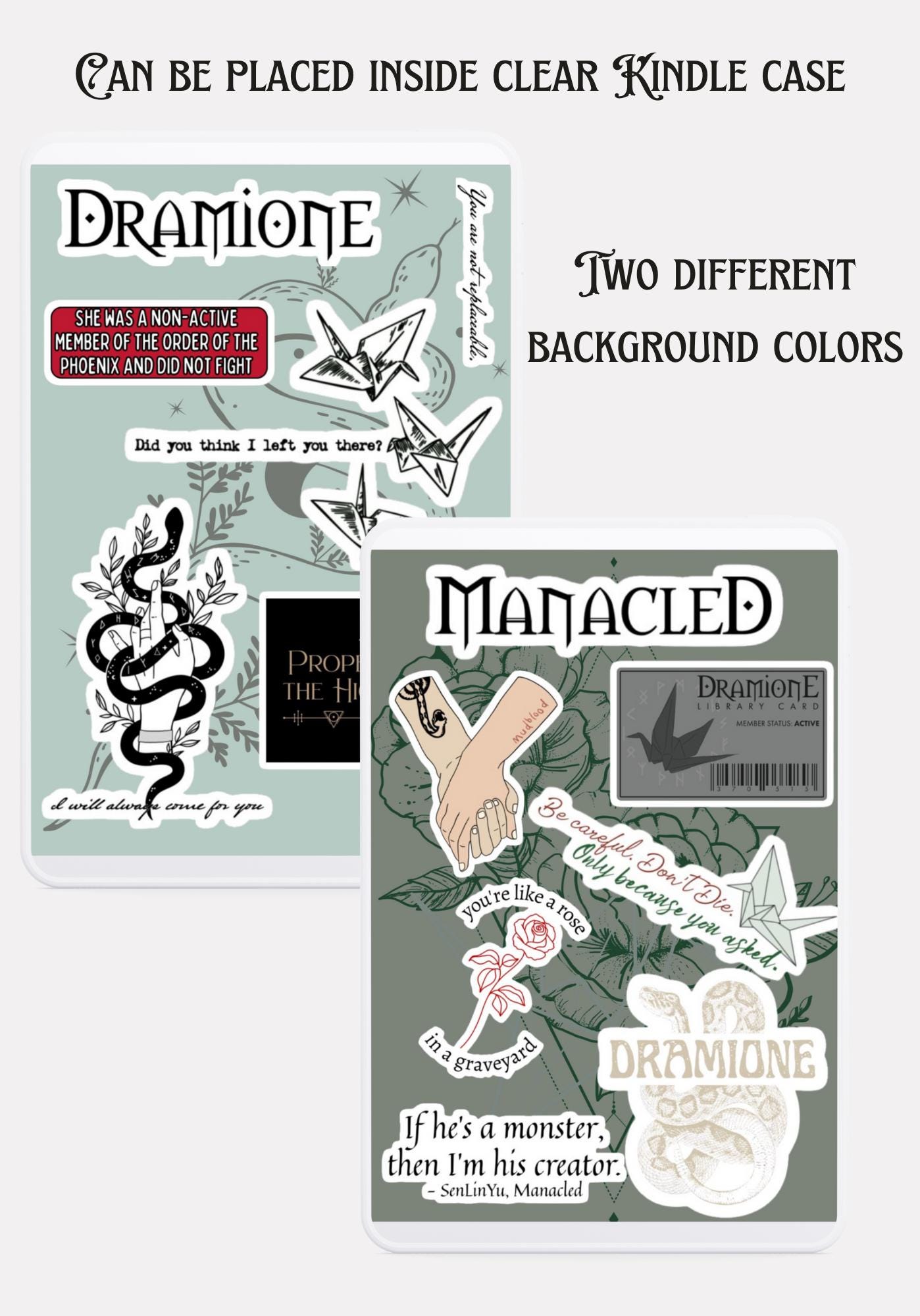 Manacled Kindle Inserts [4] | Printable Pdfs | Fits Kindle Paperwhite ...