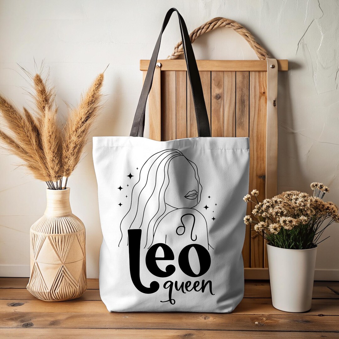 Leo Zodiac Tote Bag, Horoscope Astrology Purse, White Black Tan Straps ...