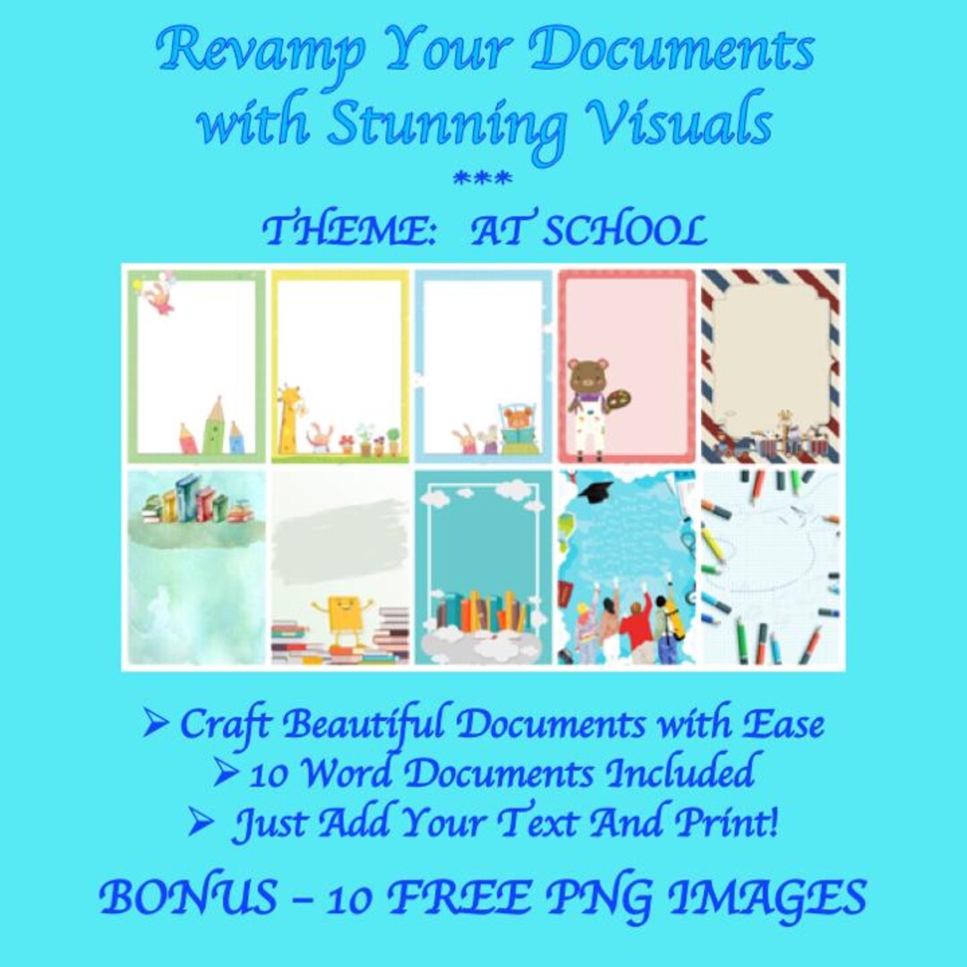 Printable Word Documents With Dynamic Backgrounds at School - Etsy