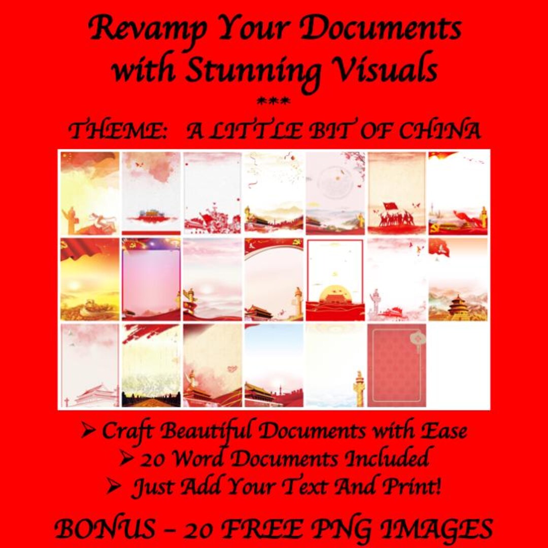 Printable Word Documents With Dynamic Backgrounds A Little Bit of China ...