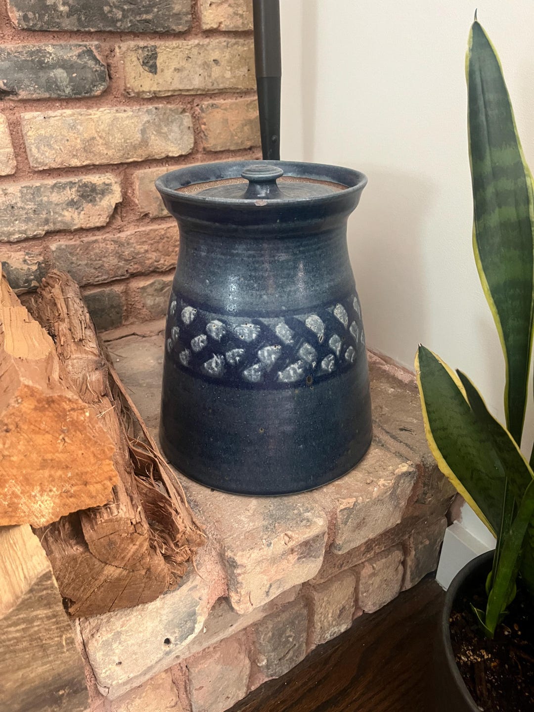 Unique Blue Zappa Pottery Urn Storage Container W/ Lid - Etsy