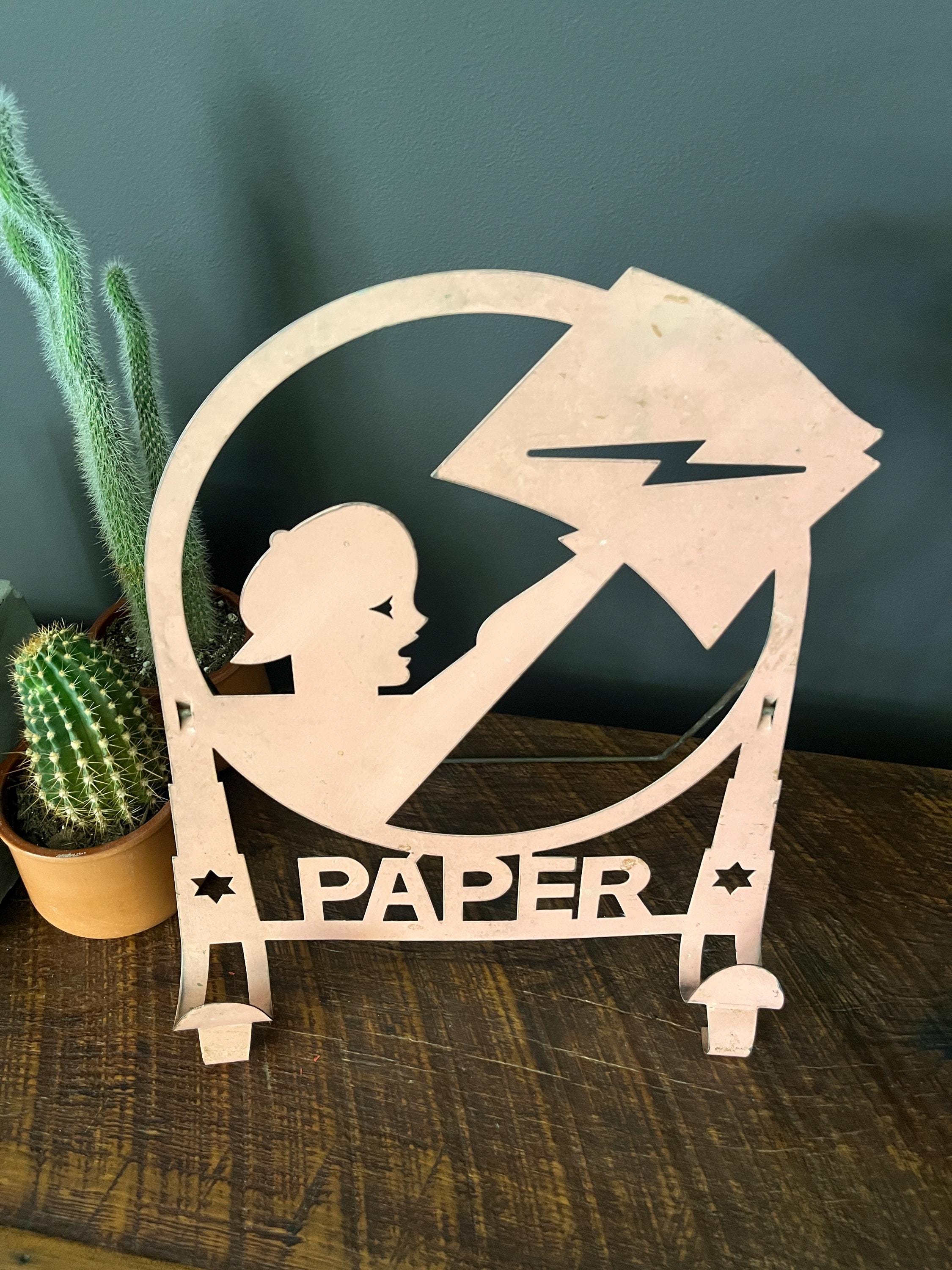 Paper Boy Cutout Metal Newspaper Holder, Aged Light Pink - Etsy
